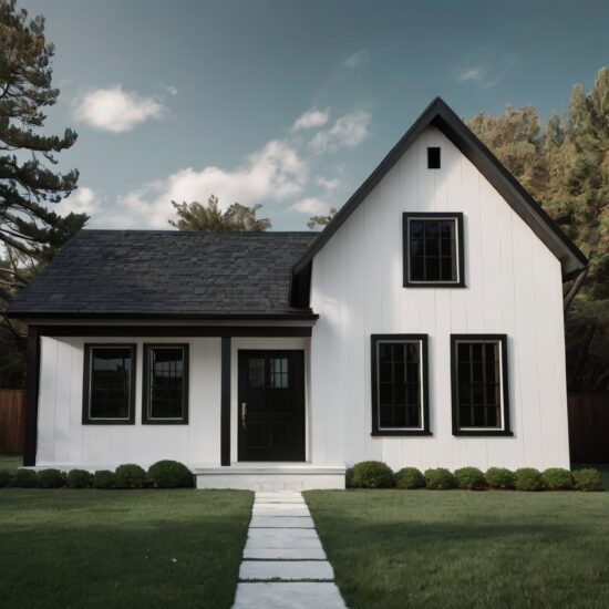 Single Story White House Black Trim